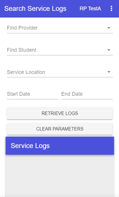Searching for service logs – eCSSS Nursing Services Mobile App Help